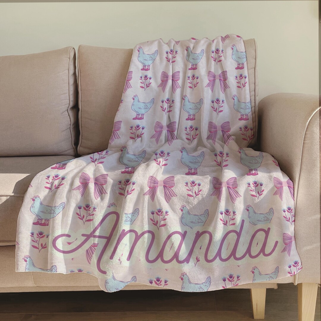Personalized Coquette Chicken Blanket, Chicken Blanket, Bow Blanket ...