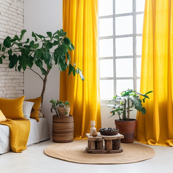 Yellow Curtains - Etsy