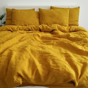 Mustard Linen Duvet Cover Set 1 Duvet Cover and 2 Pillowcases - Etsy