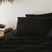 Black Linen Sheet Set 1 Flat Sheet and 1 Fitted Sheet and 2 Pillowcases ...