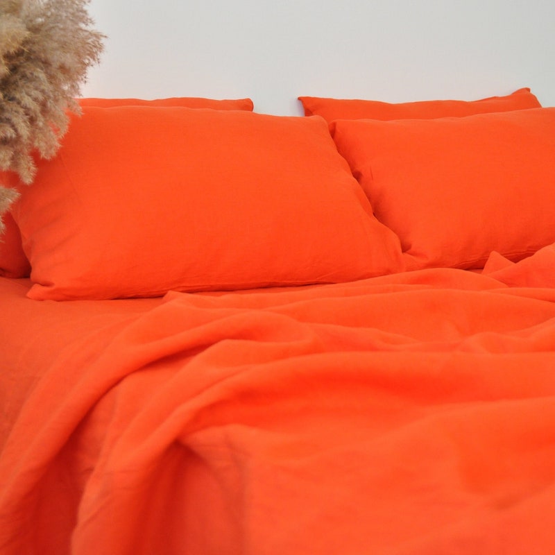 Orange Linen Fabric - Etsy