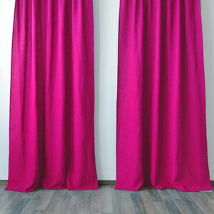 Fuchsia Regular and Blackout Linen Curtains 2 Panels Unlined - Etsy