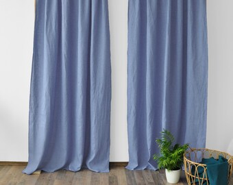 Blue Linen Curtains - Etsy