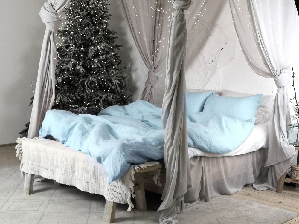 Sky blue linen duvet cover / 1 duvet cover / Softened linen / | Etsy