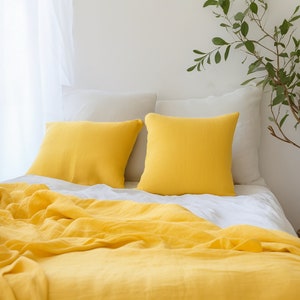 Bright Yellow Linen Coverlet With or Without Filling Softened Linen ...