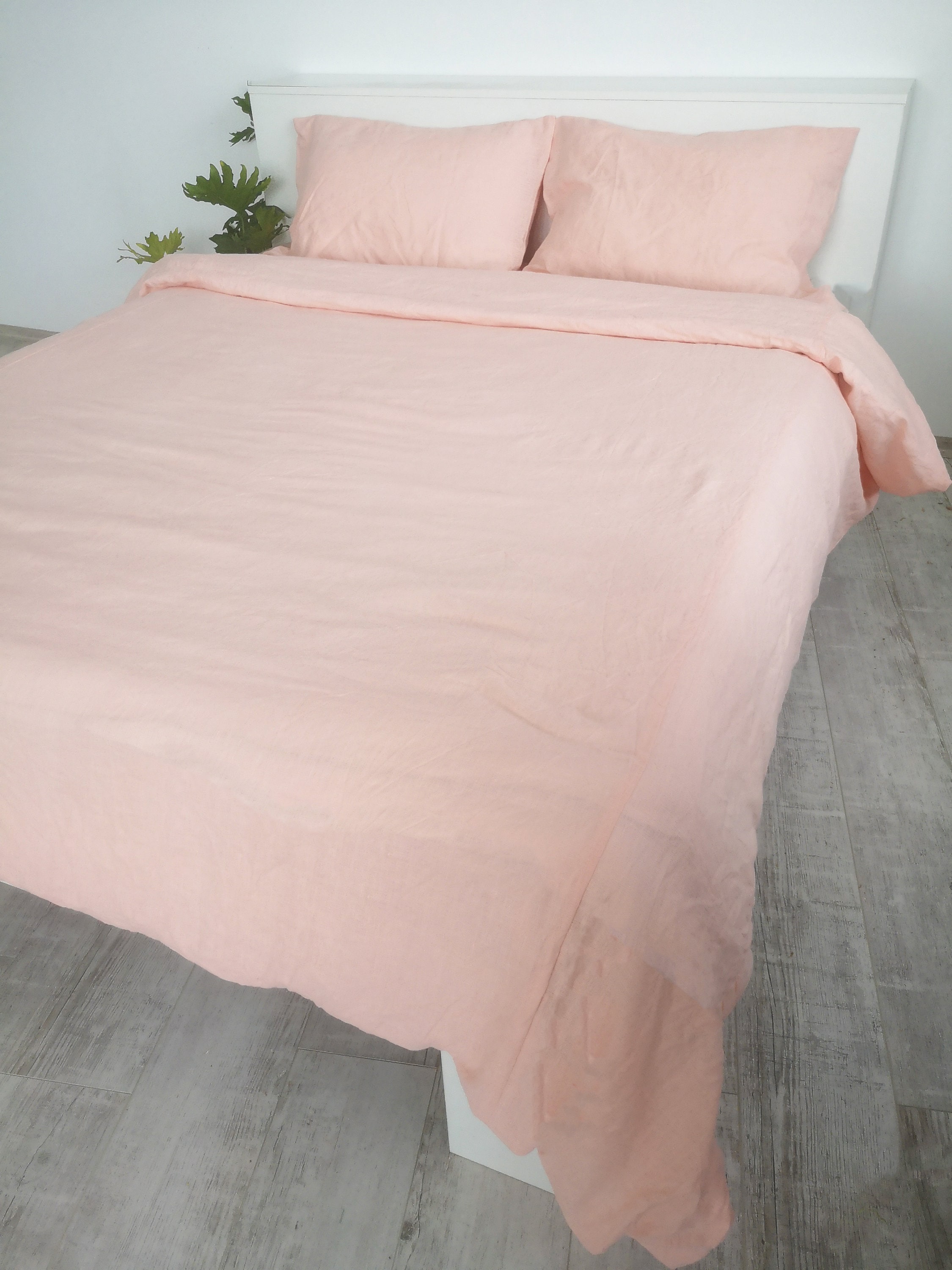 Peach linen duvet cover / 1 duvet cover / Softened linen / | Etsy