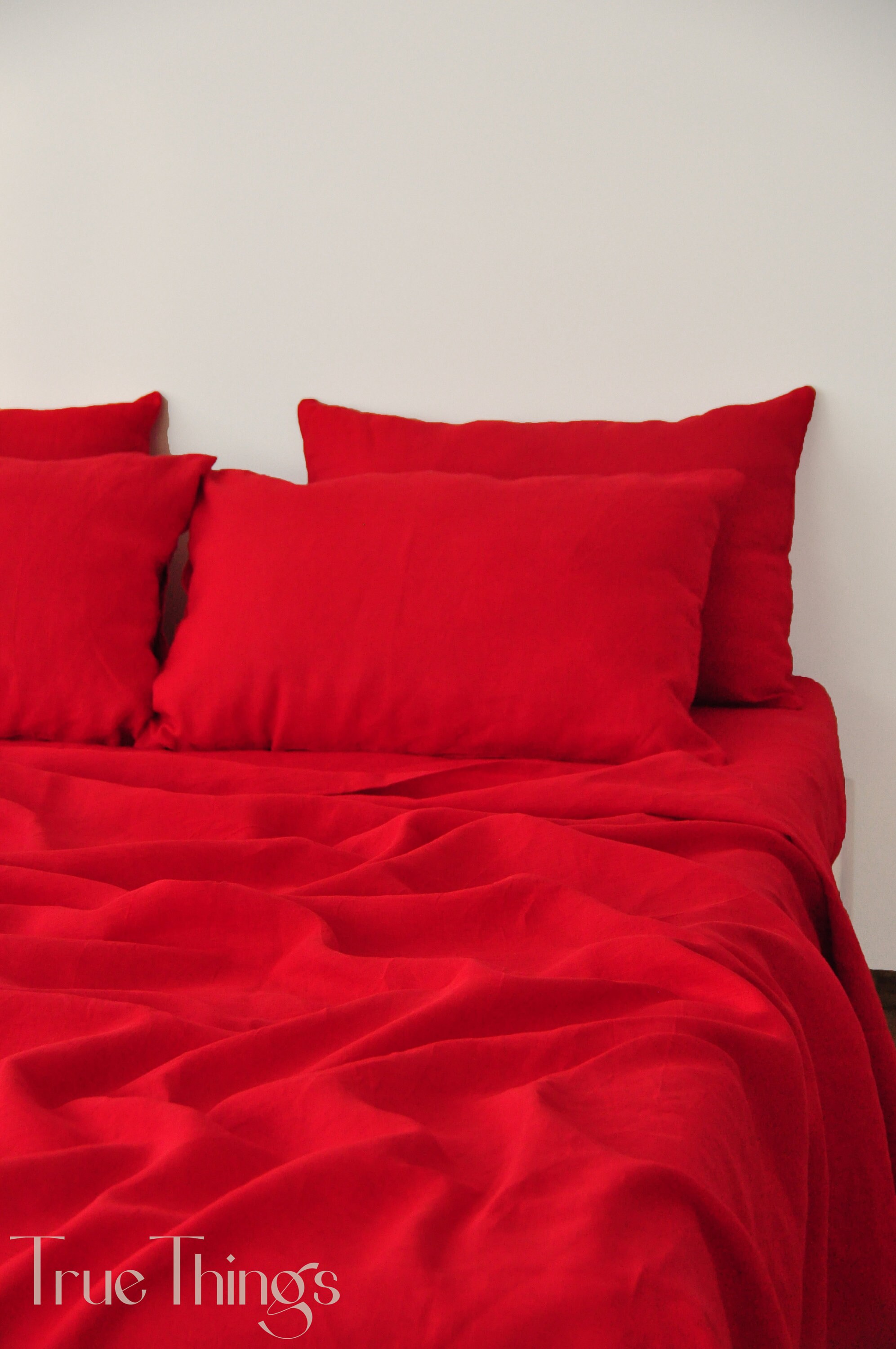 Scarlet Red Linen Fitted Sheet / 1 Fitted Sheet / Softened - Etsy