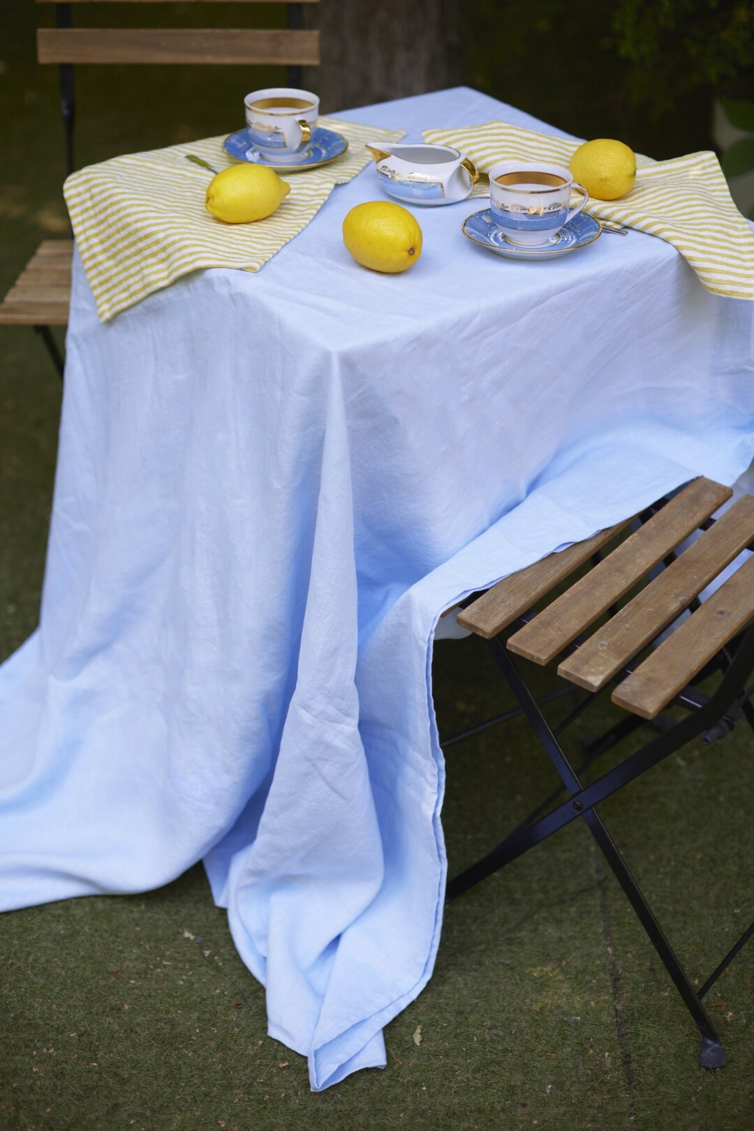 Sky Blue and Other Colors Linen Tablecloth Round Rectangle Square ...