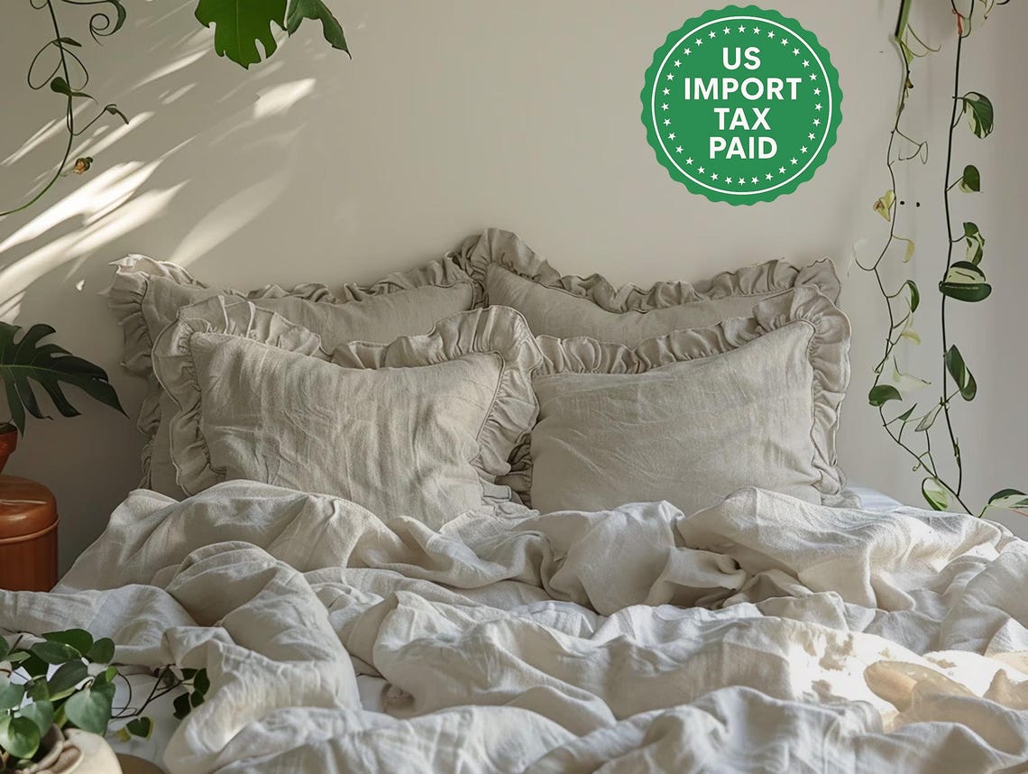 Undyed Linen and Other Colors Ruffled Linen Pillow Cover Linen ...