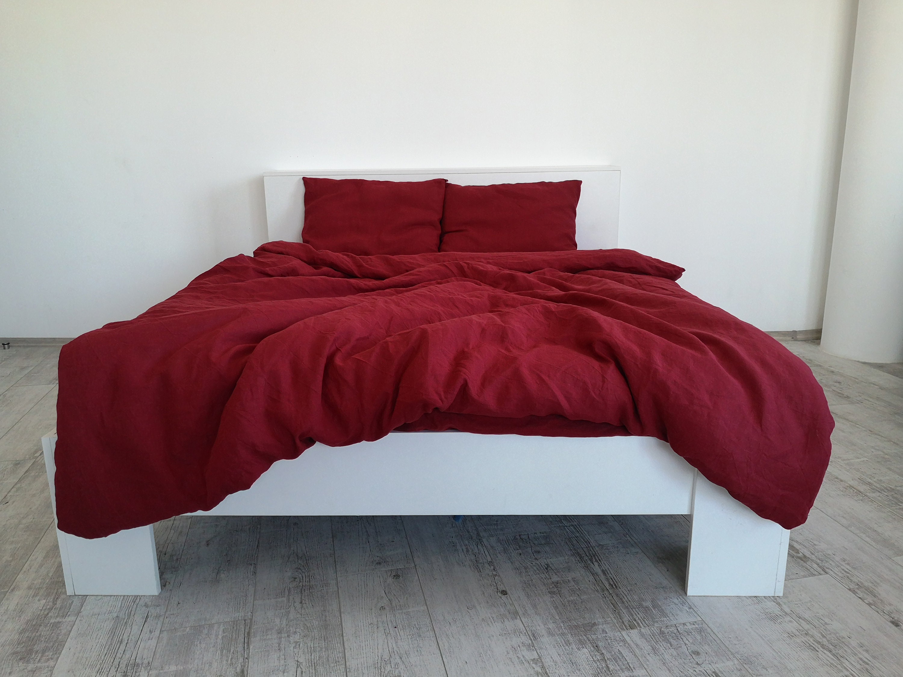 Maroon Linen Duvet Cover / 1 Duvet Cover / Softened Linen / - Etsy