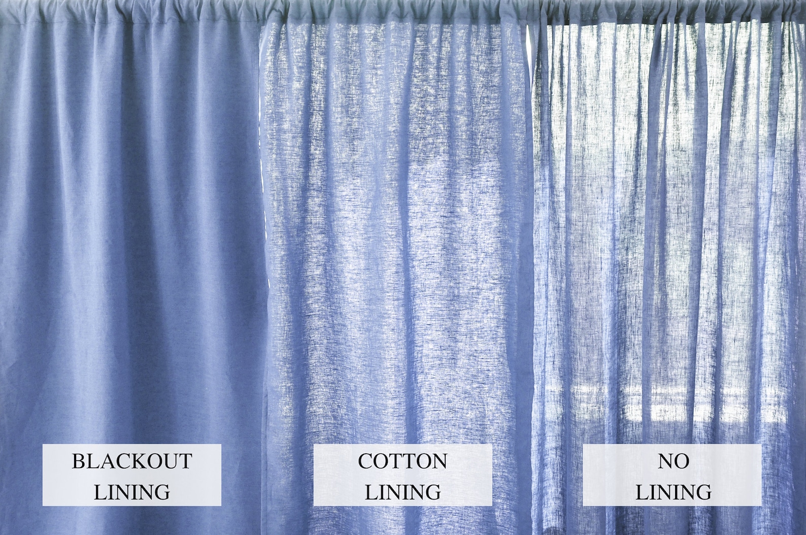 Cornflower Blue Regular and Blackout Linen Curtains 2 Panels Unlined ...