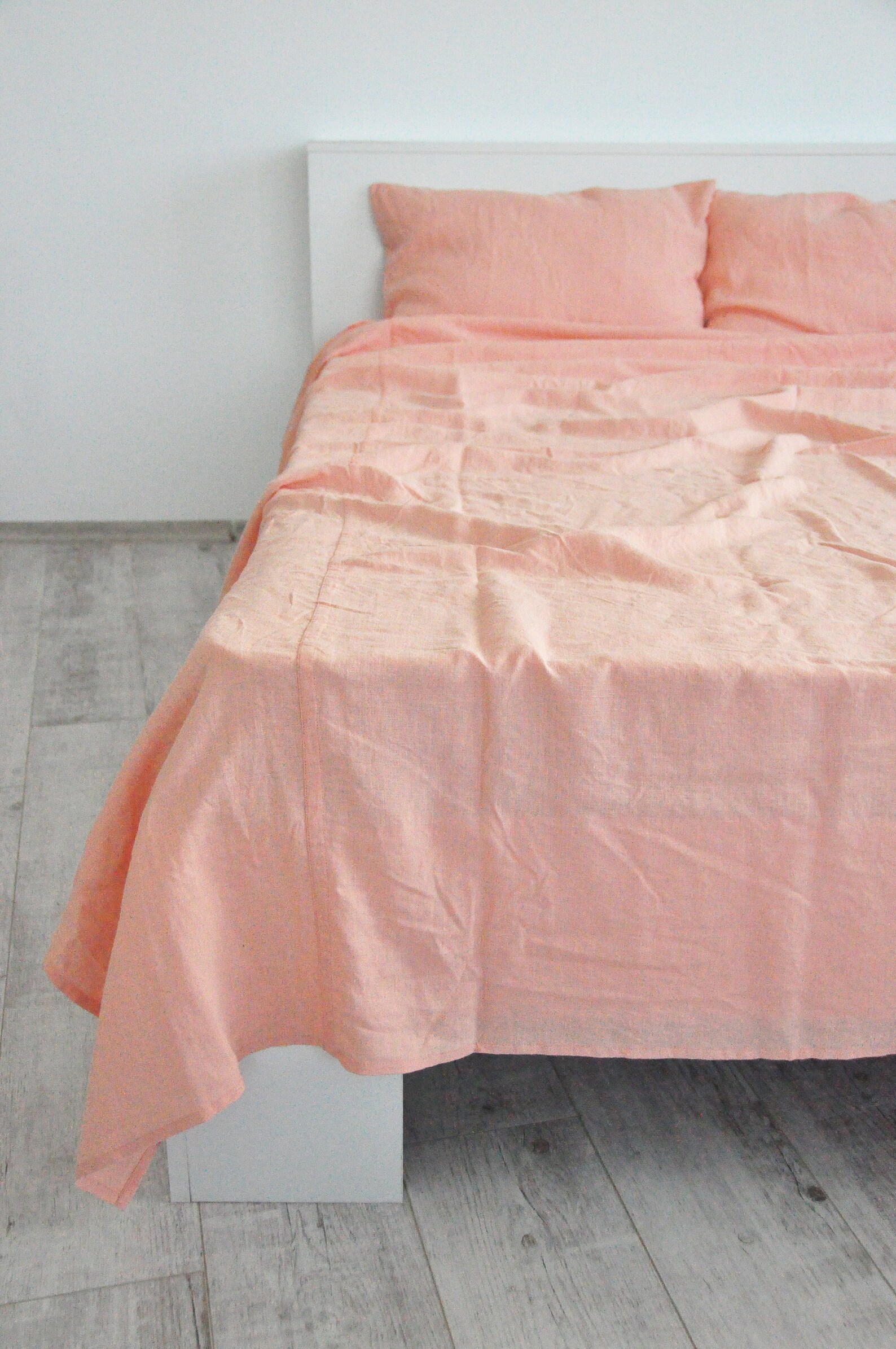Peach linen flat sheet / 1 Flat sheet / Softened linen sheet / | Etsy