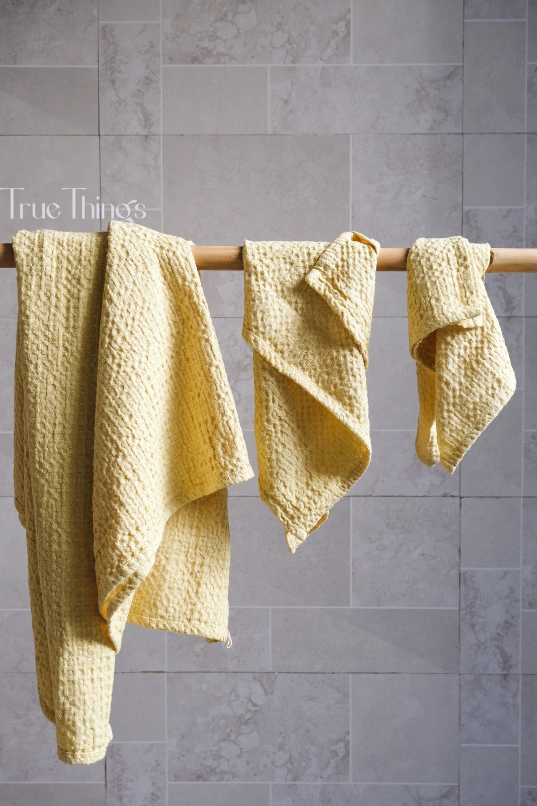 Chartreuse Yellow Waffle Linen Bath Towels Yellow Linen Bath Towel Set ...