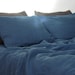 Ocean Blue Linen Sheet Set 1 Flat Sheet and 1 Fitted Sheet and 2 ...