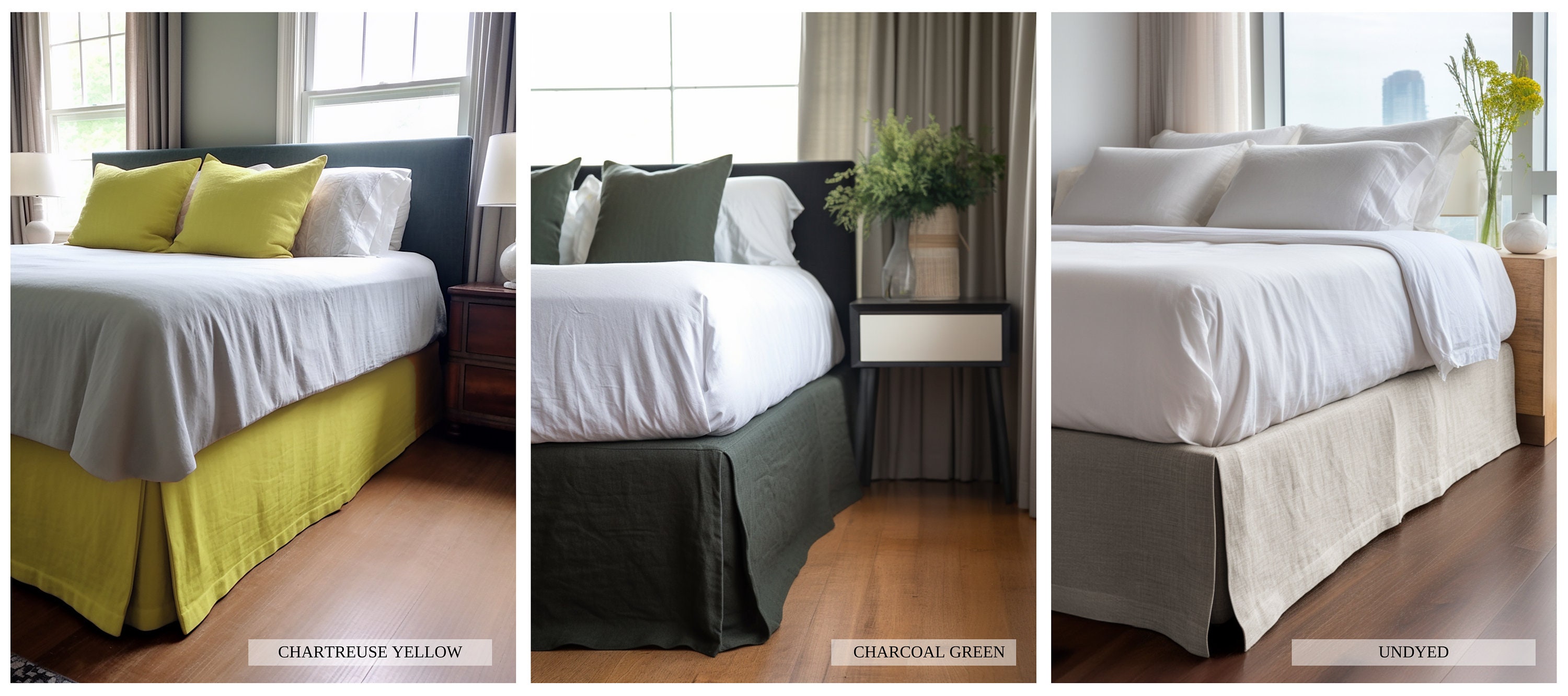 60 Colors Linen Tailored Bed Skirt Tailored Bed Skirt Stonewashed Linen ...