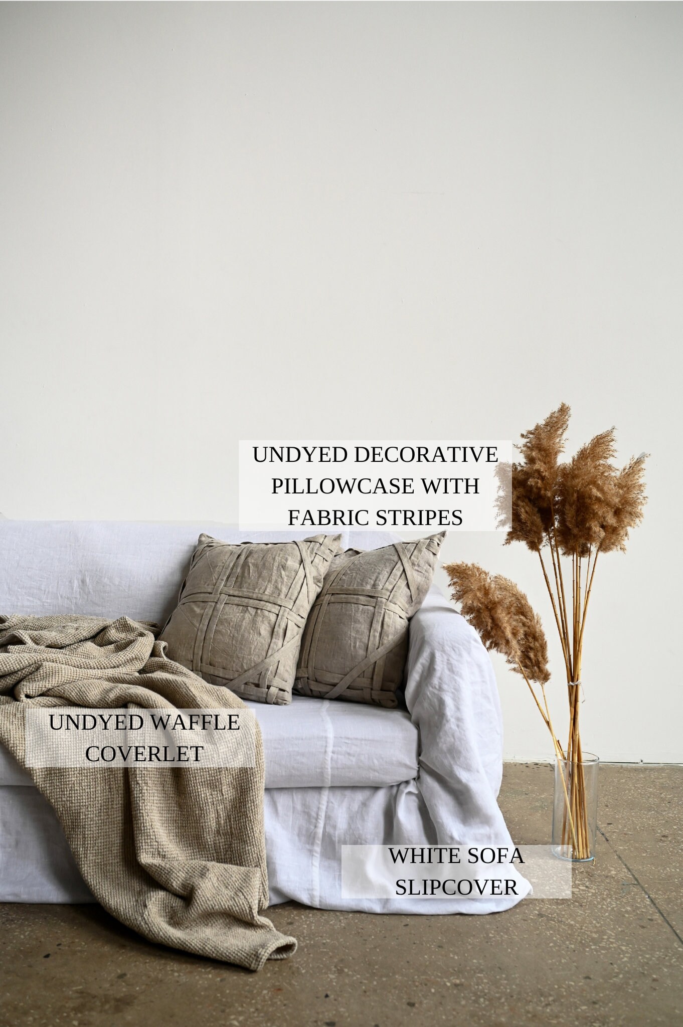 White Linen Sofa Slipcover Couch Throw Softened Linen Drop Cloth Couch ...