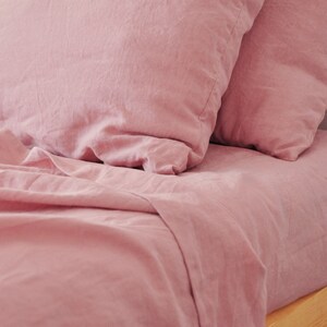 Rose Pink Linen Flat Sheet 1 Flat Sheet Softened Linen Sheet ...