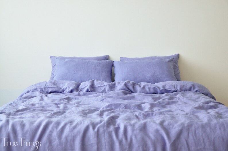 Lavender Linen Bedding Set / 1 Duvet Cover 2 Pillowcases / - Etsy