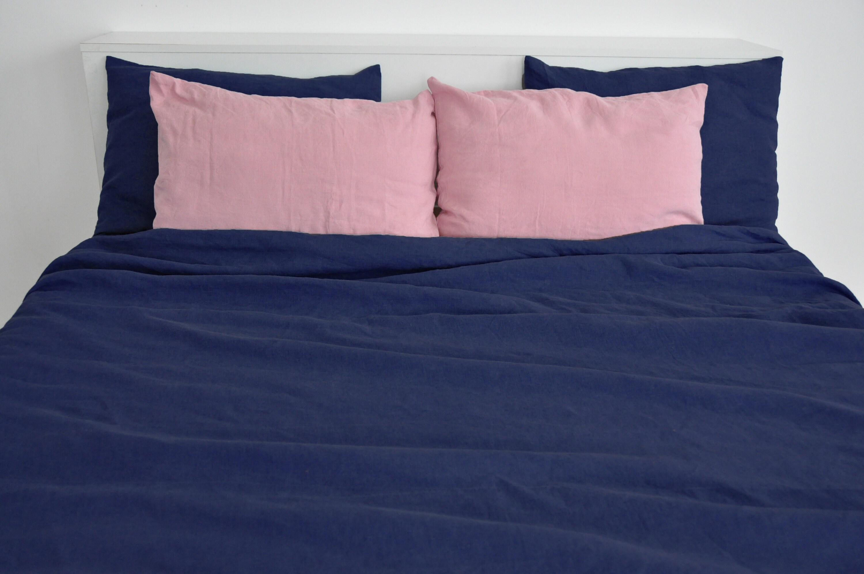 Indigo linen flat sheet / 1 Blue Flat sheet / Softened linen | Etsy