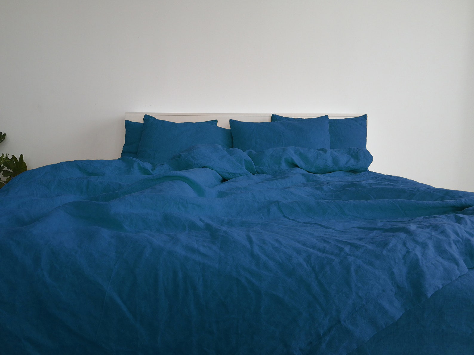 Royal blue linen bedding set / 1 Duvet cover 2 Pillowcases / | Etsy