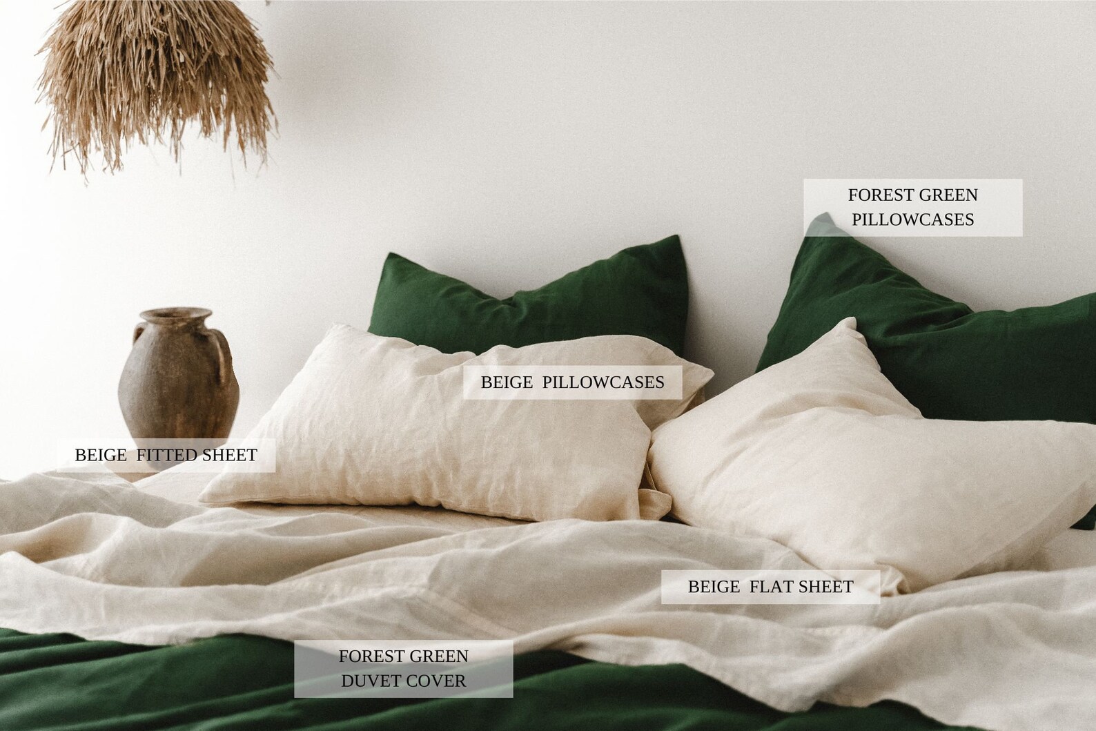 Forest Green Linen Bedding Set / 1 Duvet Cover 2 Pillowcases - Etsy
