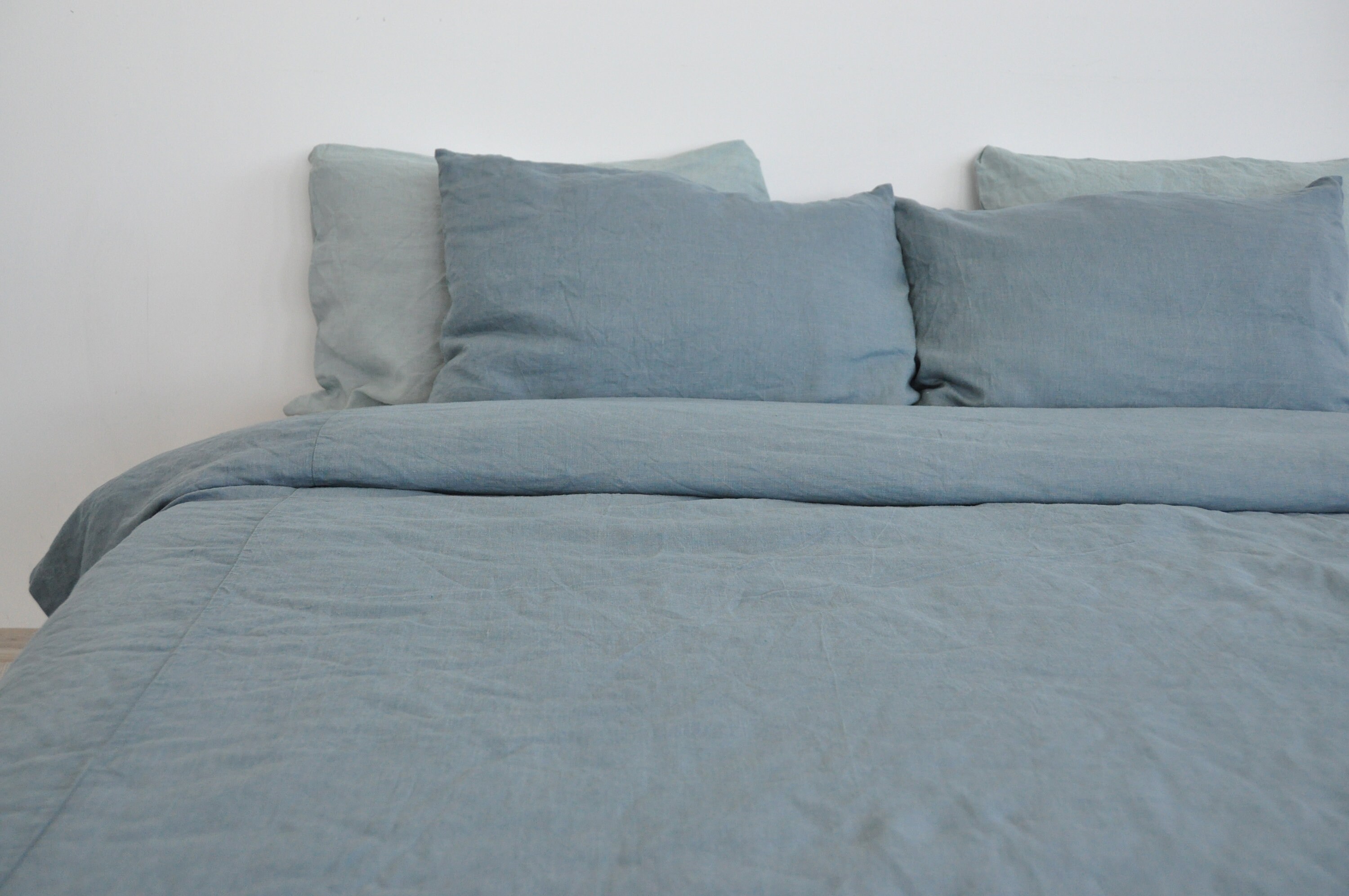 Dusty Blue Linen Bedding Set / 1 Duvet Cover 2 Pillowcases / - Etsy