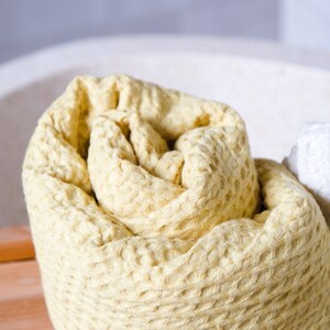 Chartreuse Yellow Waffle Linen Bath Towels Yellow Linen Bath Towel Set ...
