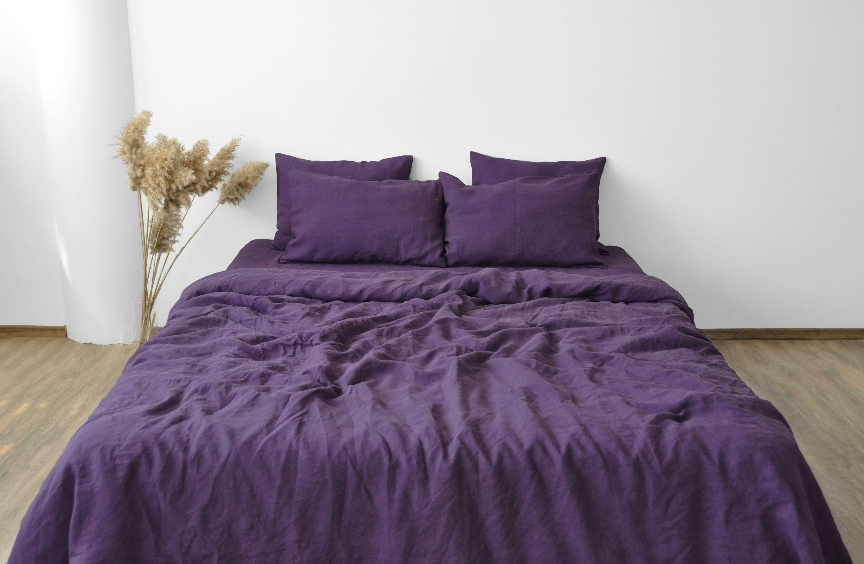 Deep Purple Linen Duvet Cover / 1 Duvet Cover / Softened Linen - Etsy