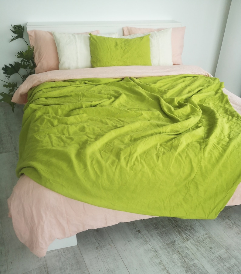 Chartreuse Green Linen Coverlet With or Without - Etsy