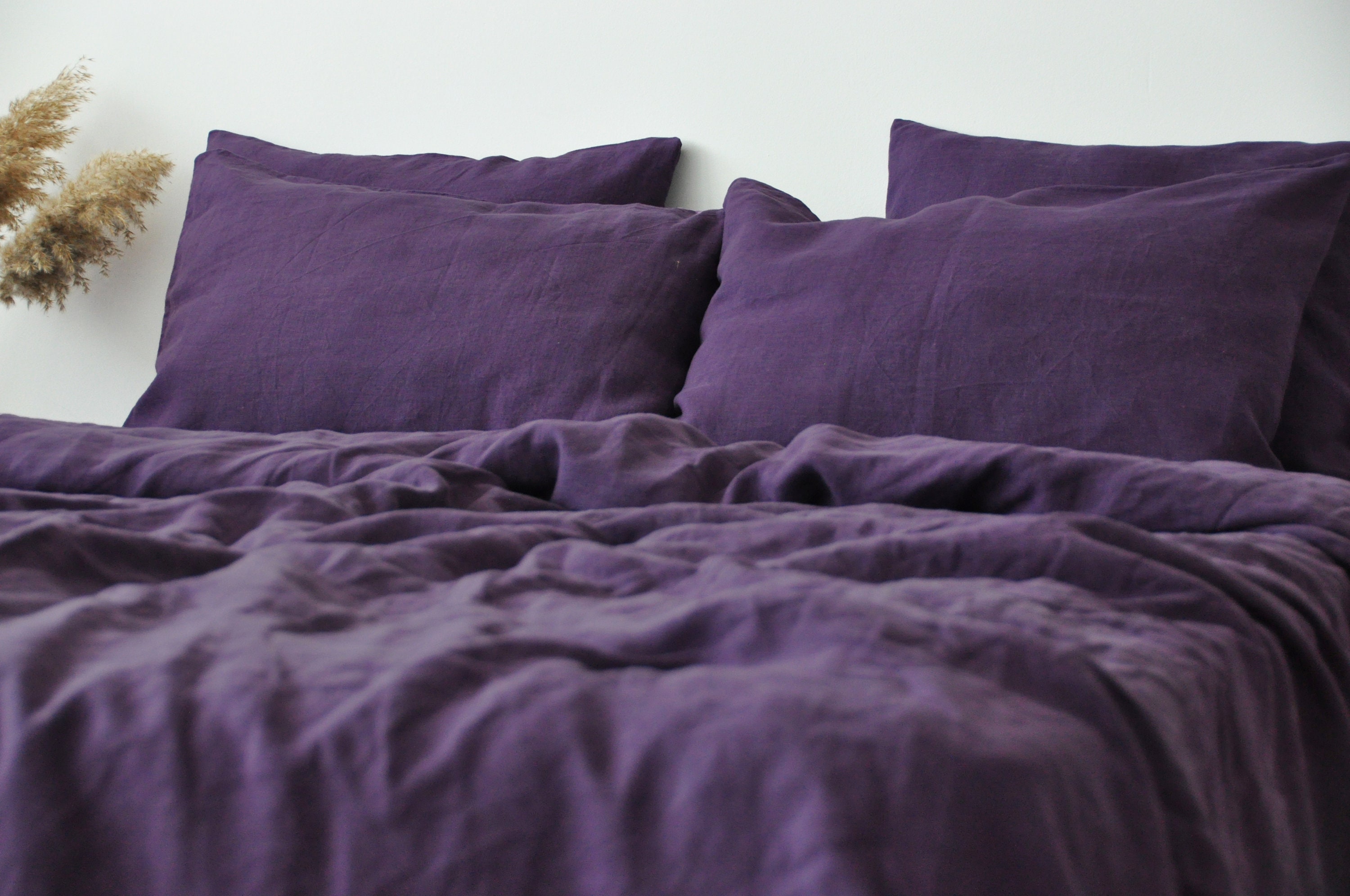 Deep Purple Linen Pillowcase / Purple Pillow Cover / King - Etsy