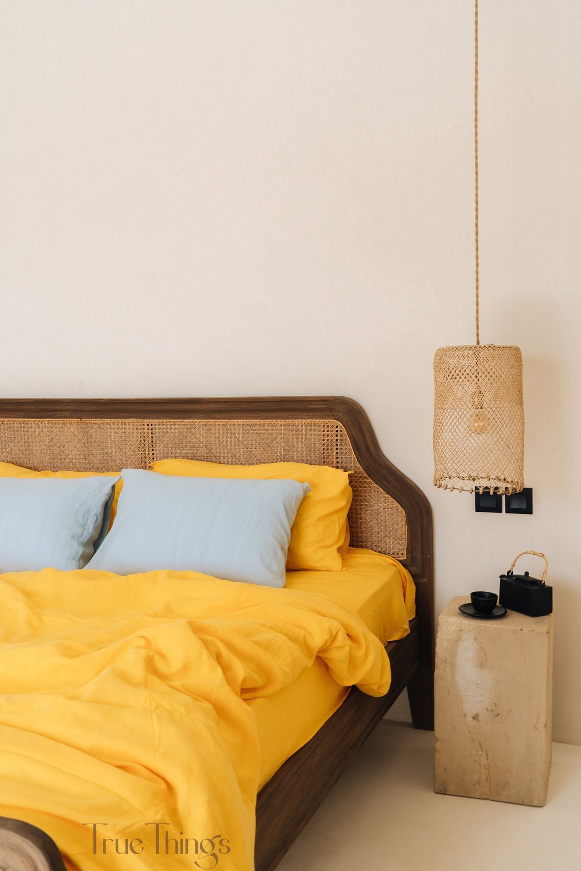 Bright Yellow Linen Bedding Set / 1 Duvet Cover 2 | Etsy