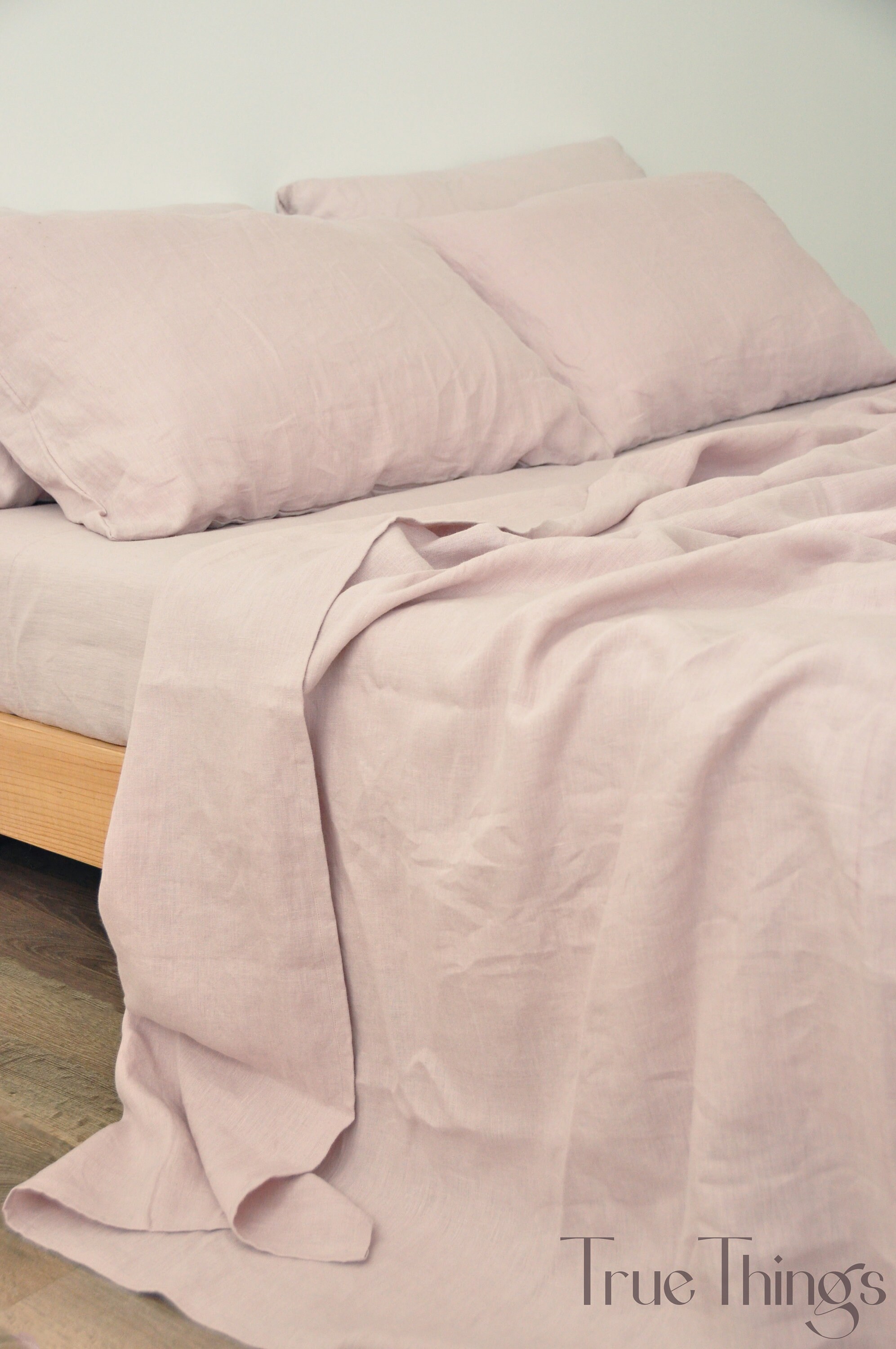 Dusty Pink Linen Sheet Set / 1 Flat Sheet 1 Fitted Sheet 2 - Etsy