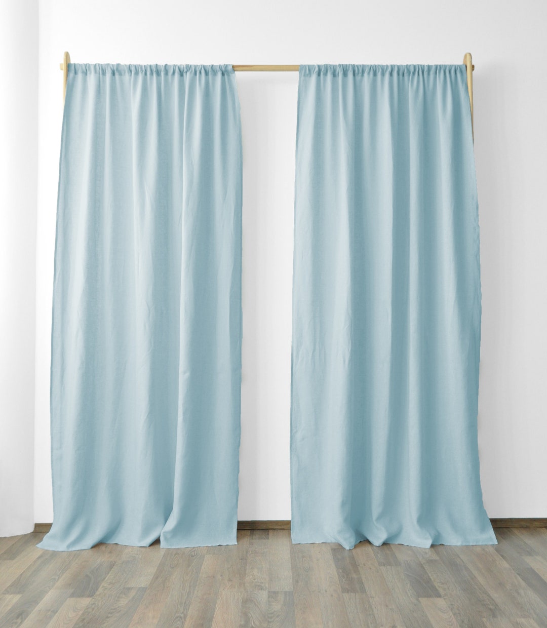 Sky Blue Linen Curtains 2 Panels Stonewashed Linen Curtains - Etsy