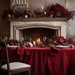 Maroon Rectangle Linen Tablecloth Christmas Theme Round Square ...