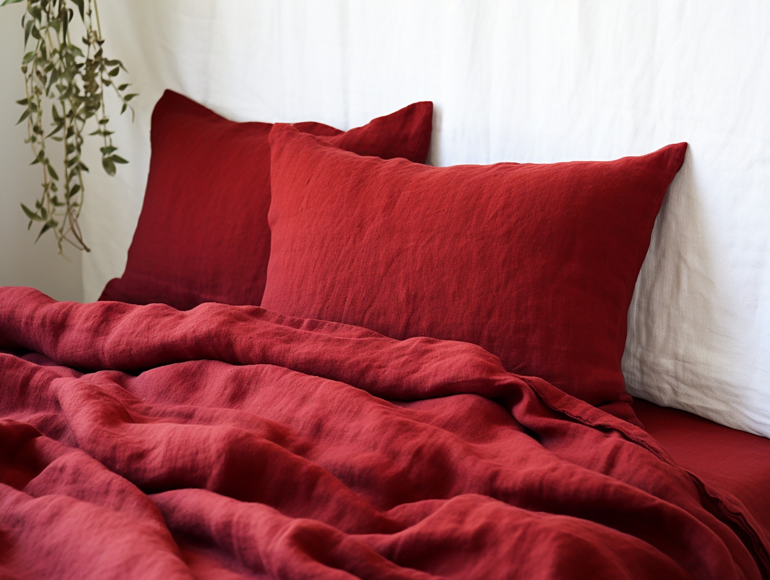 Maroon Linen Duvet Cover 1 Duvet Cover Softened Linen Comforter Cover ...
