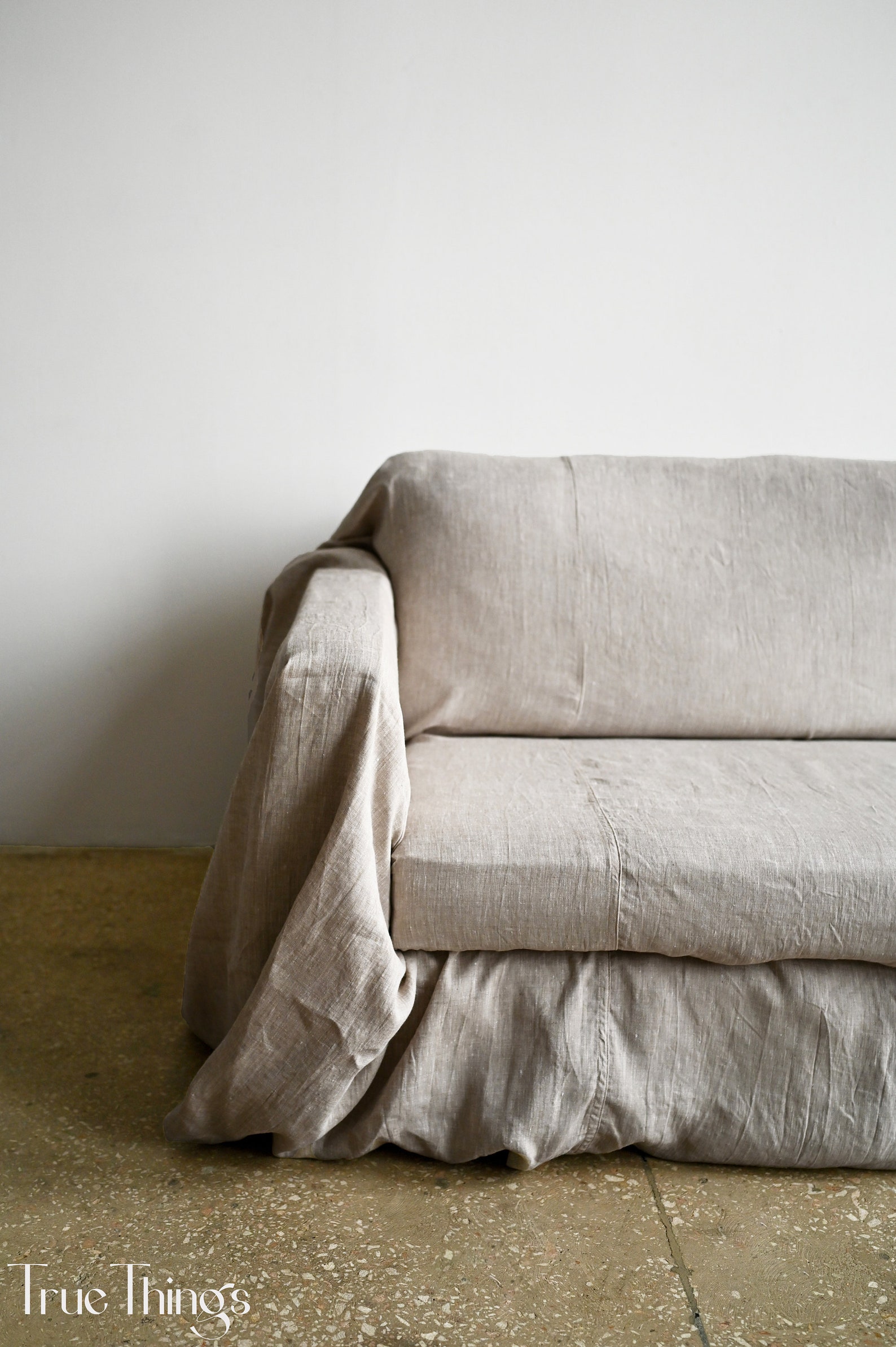 Undyed Linen Sofa Slipcover / Couch Throw / Softened Linen - Etsy