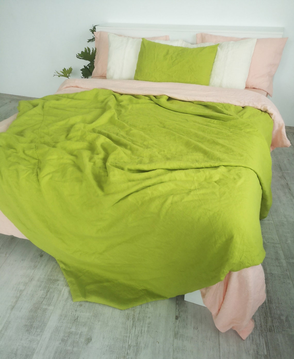 Chartreuse Green Linen Coverlet With or Without - Etsy