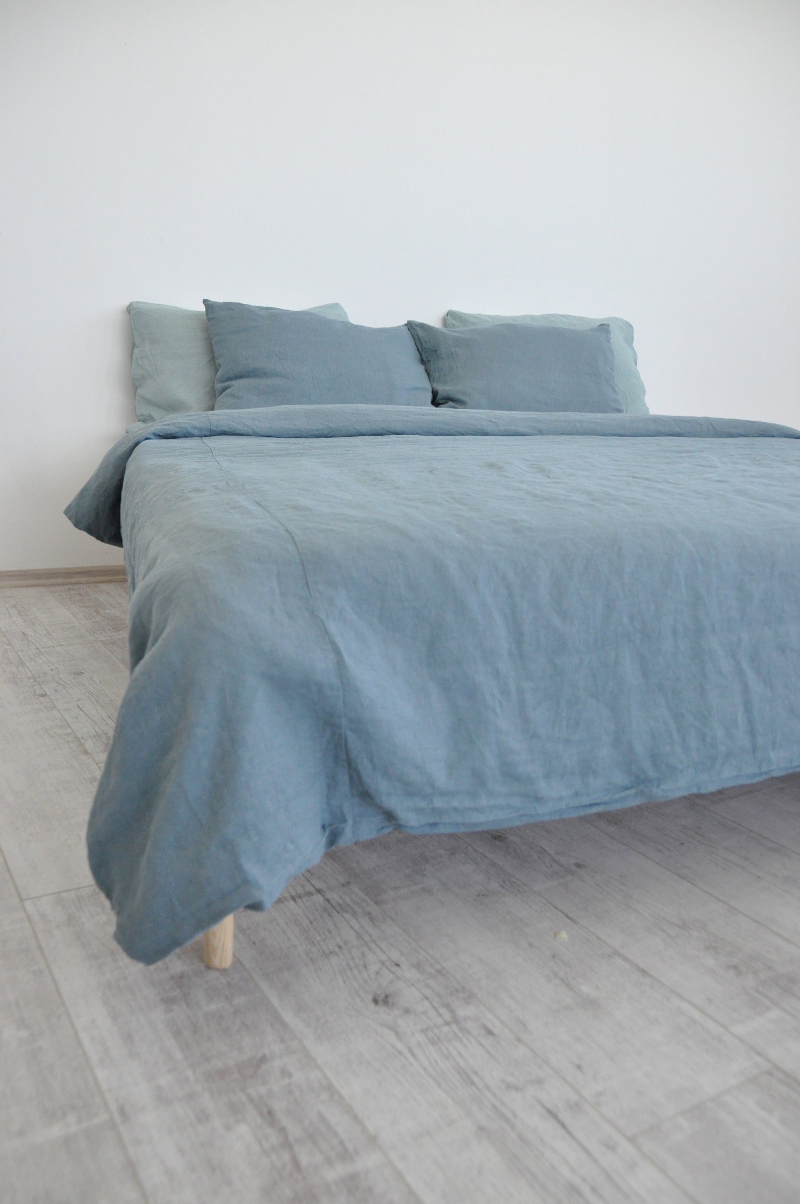 Dusty Blue Linen Bedding Set / 1 Duvet Cover 2 Pillowcases / | Etsy