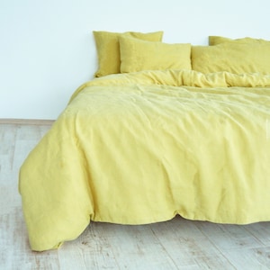 Chartreuse yellow linen duvet cover / 1 duvet cover / Softened | Etsy