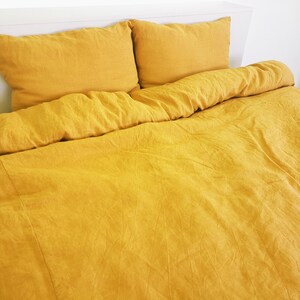 Bright yellow linen pillowcase / Yellow pillow cover / King | Etsy