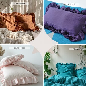 Lilac and Other Colors Ruffled Linen Pillow Cover Linen Pillowcase With ...