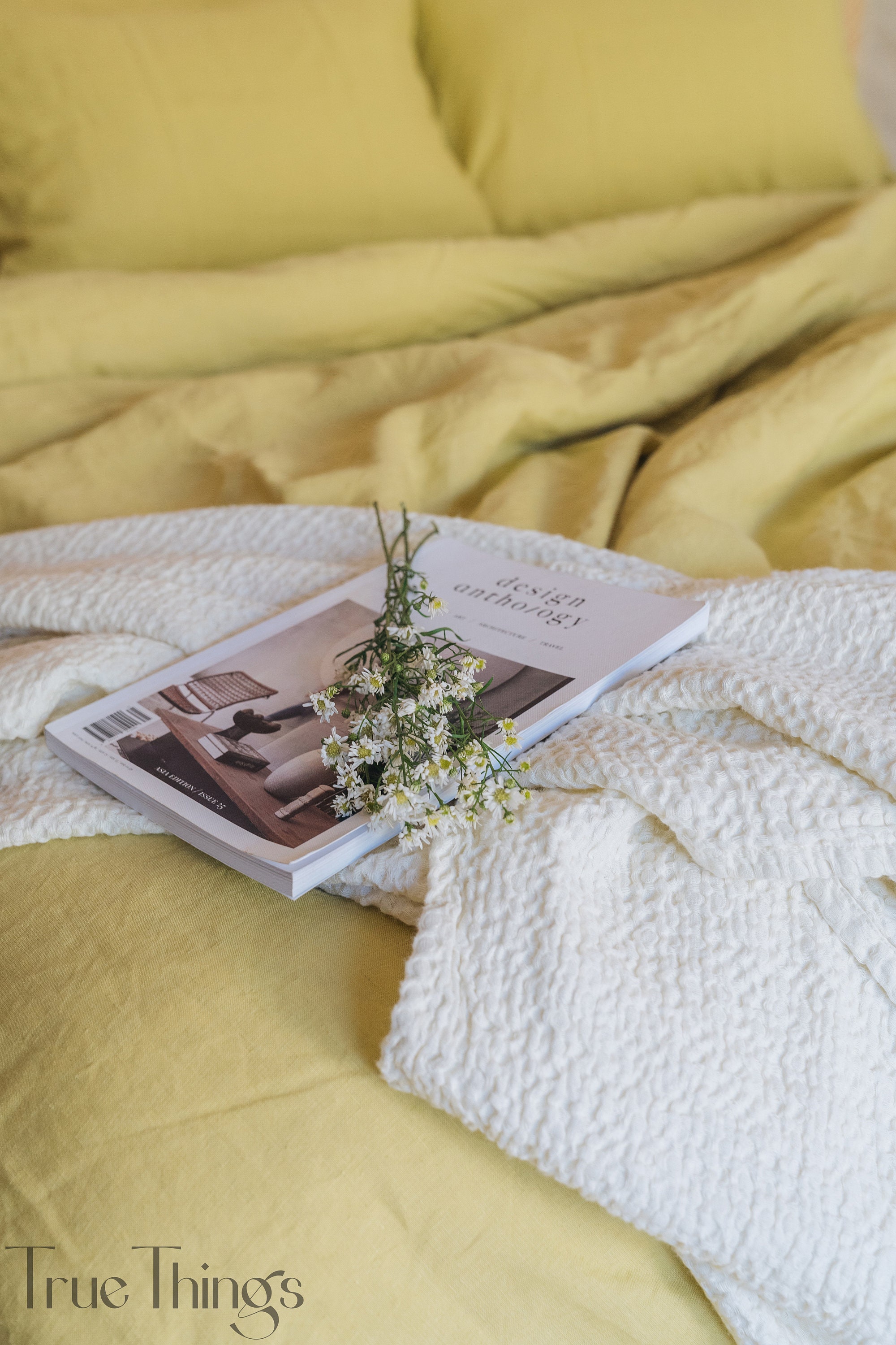 Chartreuse Yellow Linen Bedding Set / 1 Duvet Cover 2 | Etsy