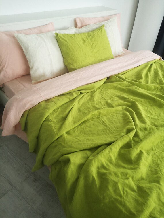 Chartreuse Green Linen Coverlet With or Without - Etsy