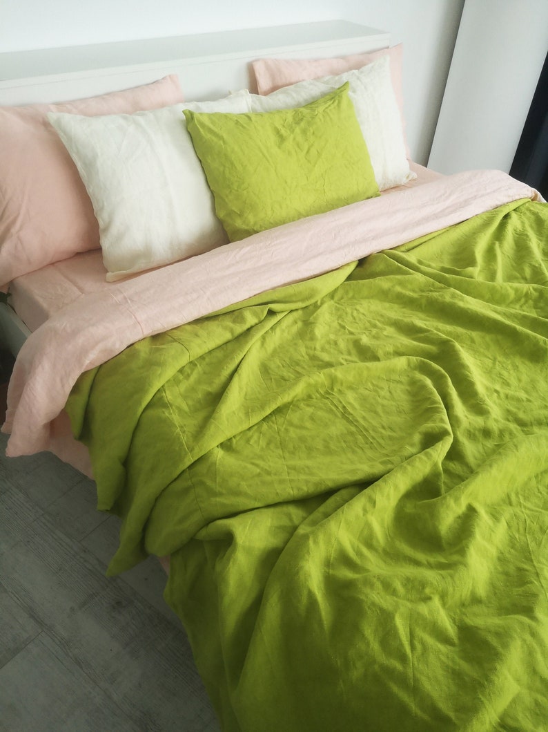 Chartreuse Green Linen Coverlet With or Without - Etsy