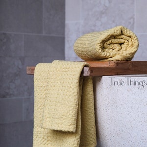 Chartreuse Yellow Waffle Linen Bath Towels Yellow Linen Bath Towel Set ...