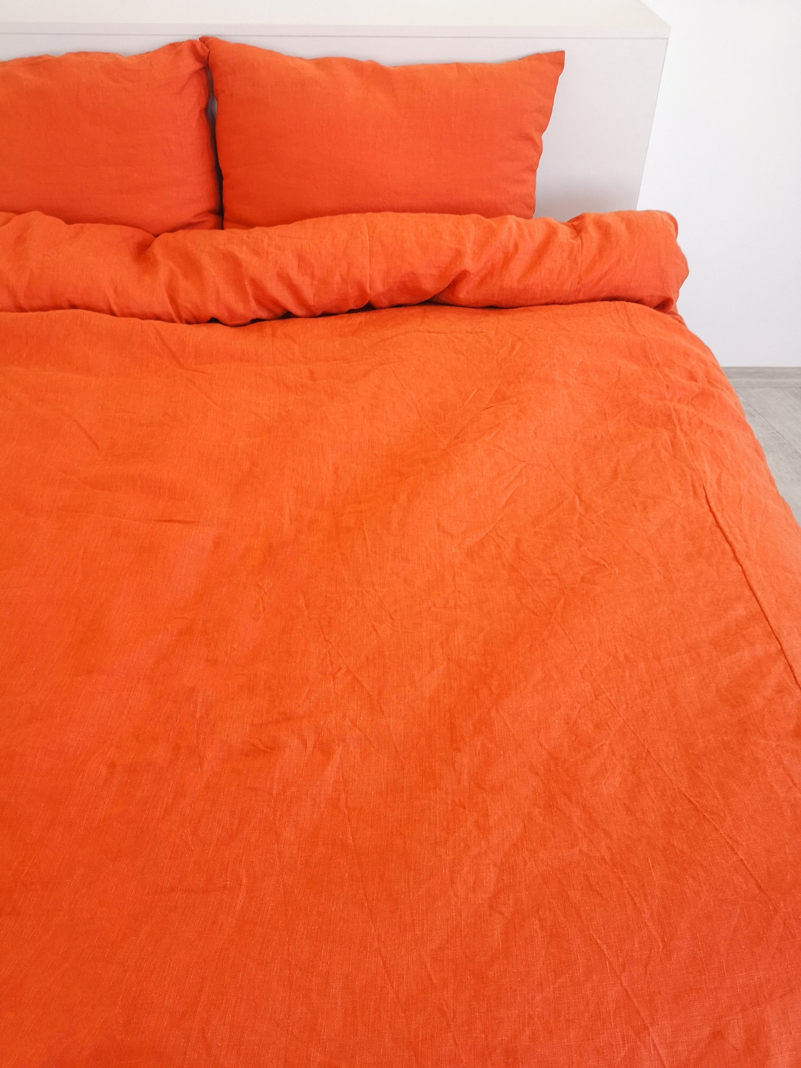 Bright orange linen bedding set / 1 Duvet cover 2 | Etsy