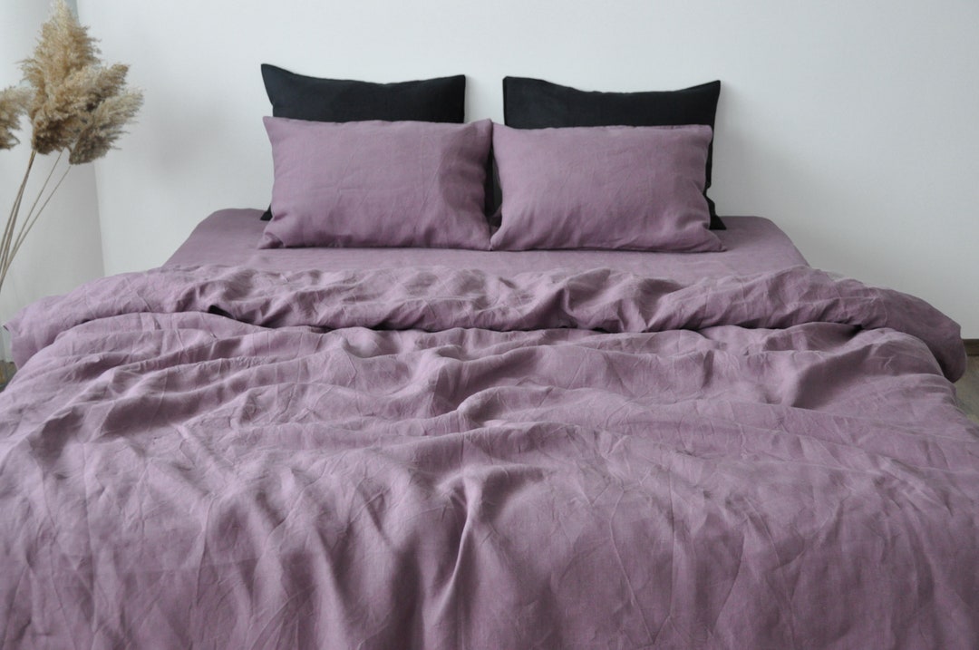 Mauve Linen Duvet Cover 1 Duvet Cover Softened Linen Comforter Cover ...