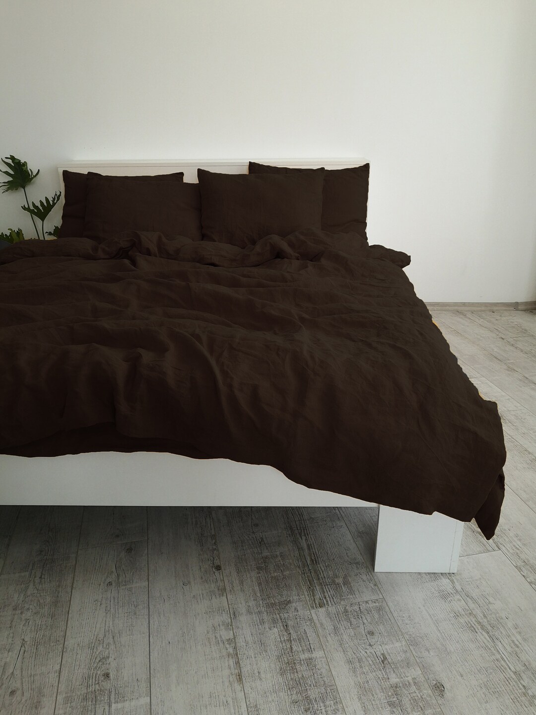 Brown Linen Bedding Set 1 Duvet Cover and 2 Pillowcases - Etsy
