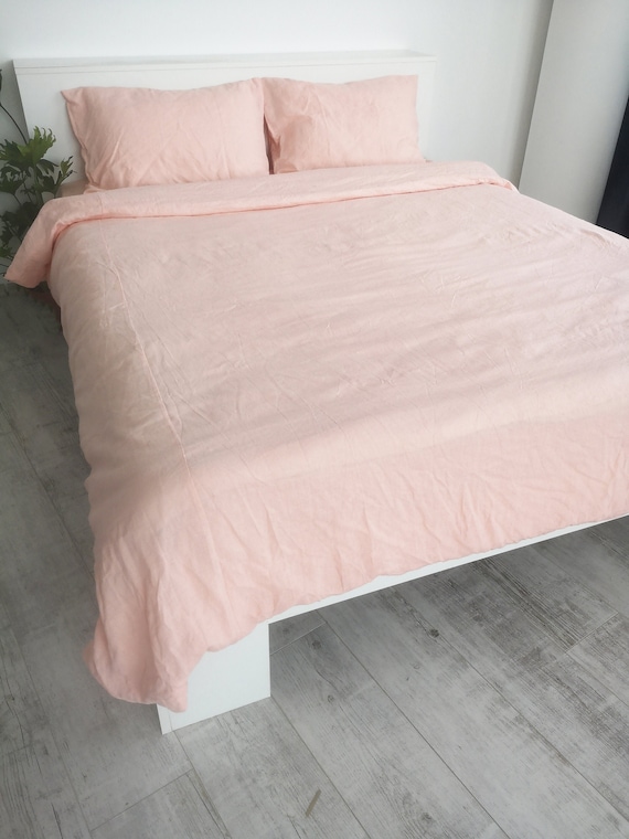Peach linen duvet cover / 1 duvet cover / Softened linen / | Etsy