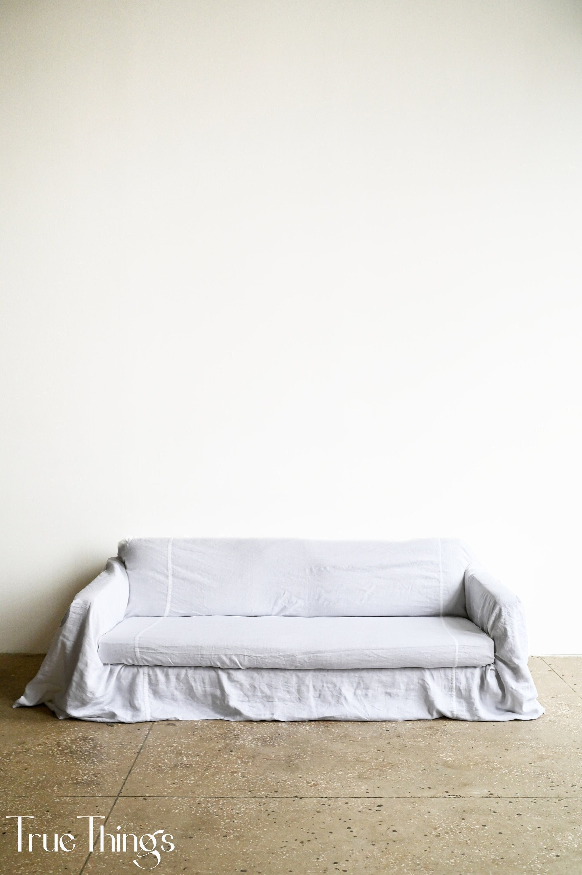 White Linen Sofa Slipcover / Couch Throw / Softened Linen Drop - Etsy